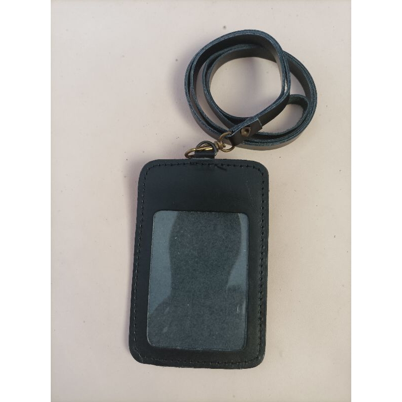 Jual ID Card Holder Name Tag Lanyard Kulit Sapi Asli Tempat ID Card ...