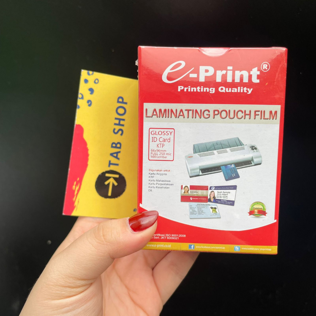 Jual TAB SHOP - EPRINT LAMINATING POUCH KTP 250 MIC 100 SHEETS - E ...