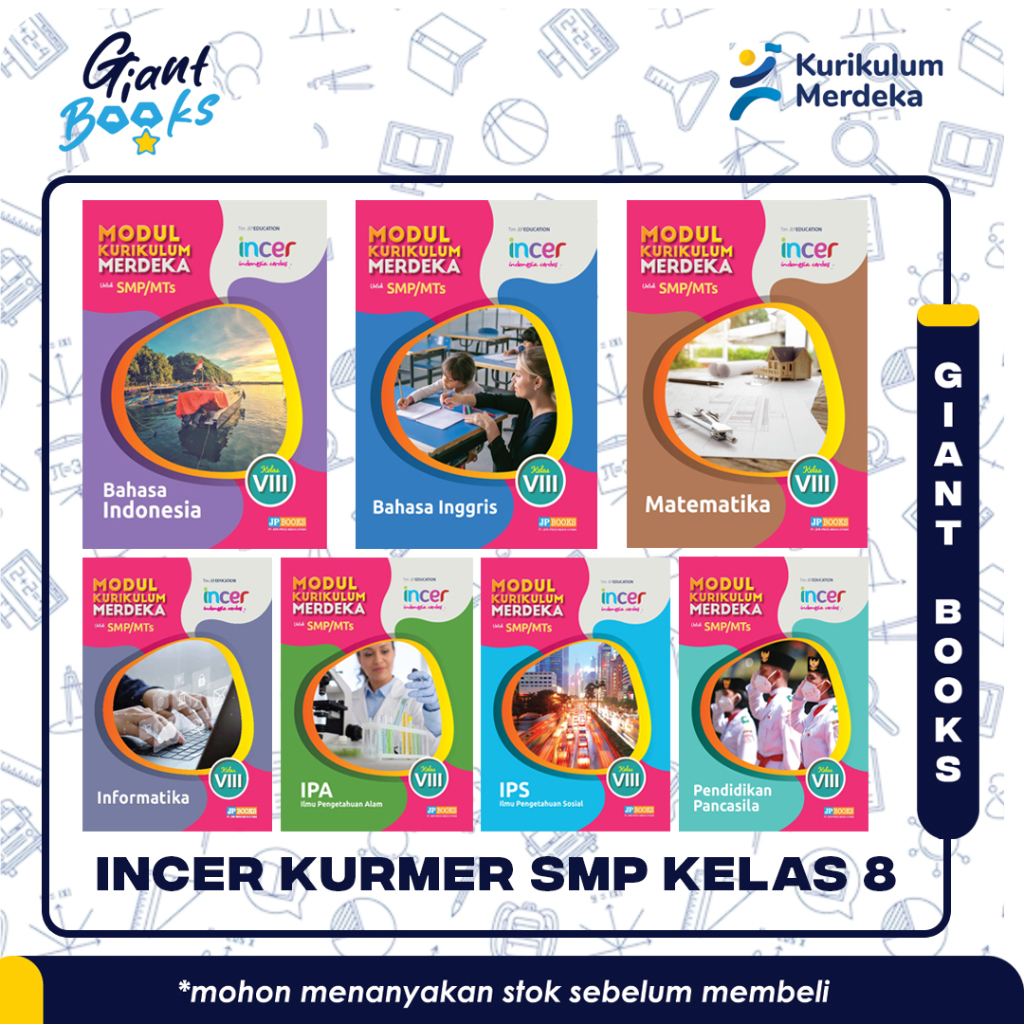 Jual Buku Modul Latihan Soal Incer Penerbit JP Books [PLUS KUNCI JAWABAN] SMP Kelas 8 ...