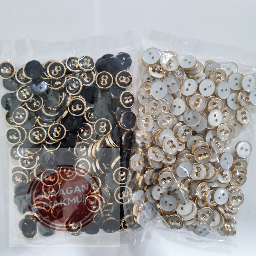 Jual [200pcs] Kancing Baju Lubang 2 Motif Kacamata Putih Hitam Ukuran ...