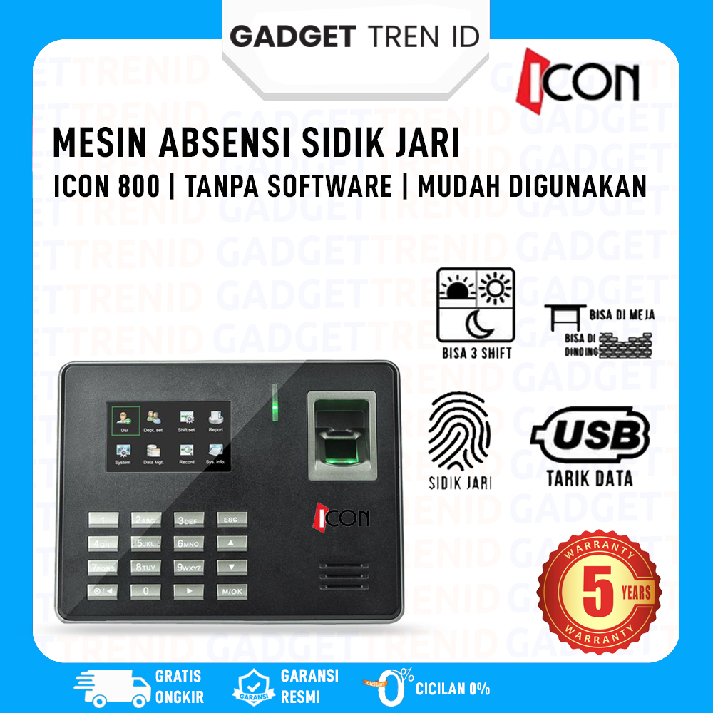 Jual Mesin Absensi ICON 800 | Mesin Absensi | Fingerprint | Sidik Jari | Bahasa Indonesia ...