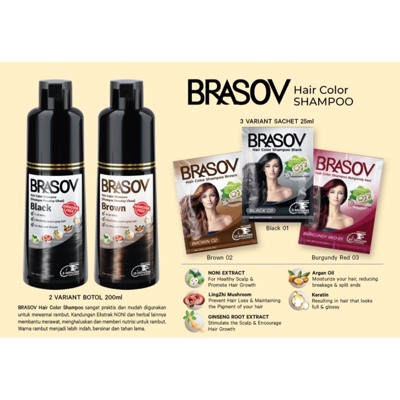 Jual BRASOV Shampoo Pewarna Rambut 200 ML | Shopee Indonesia