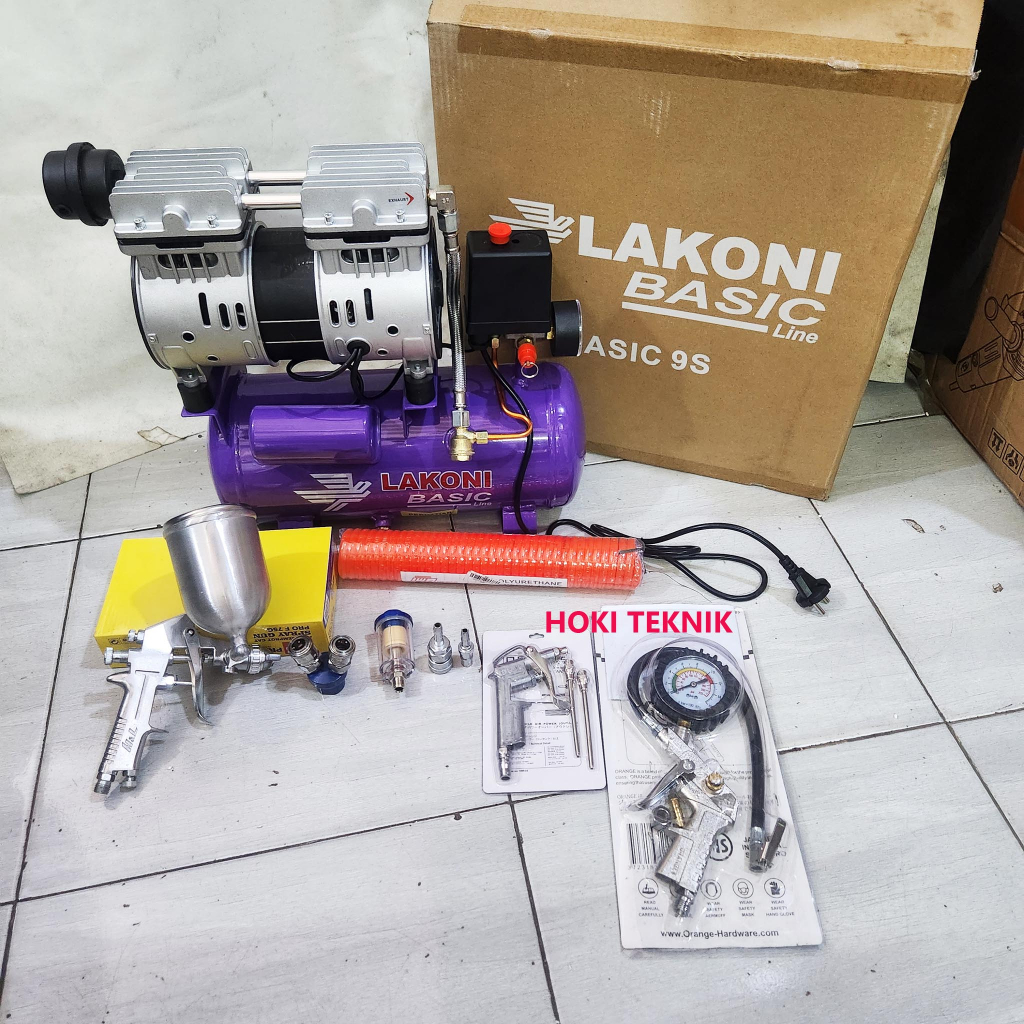 Jual Mesin Kompresor Angin Lakoni Basic 9S Oilless 3/4 HP 8 Liter ...