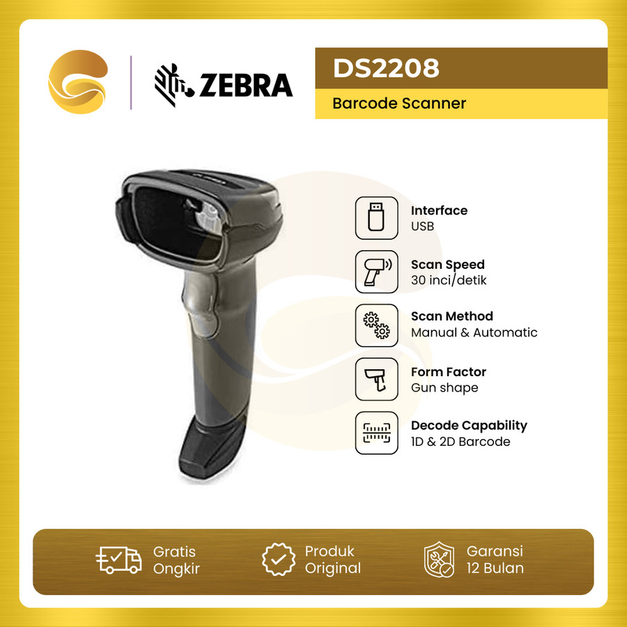 Jual ZEBRA Barcode Scanner Symbol DS2208 DS 2208 1D 2D | Shopee Indonesia
