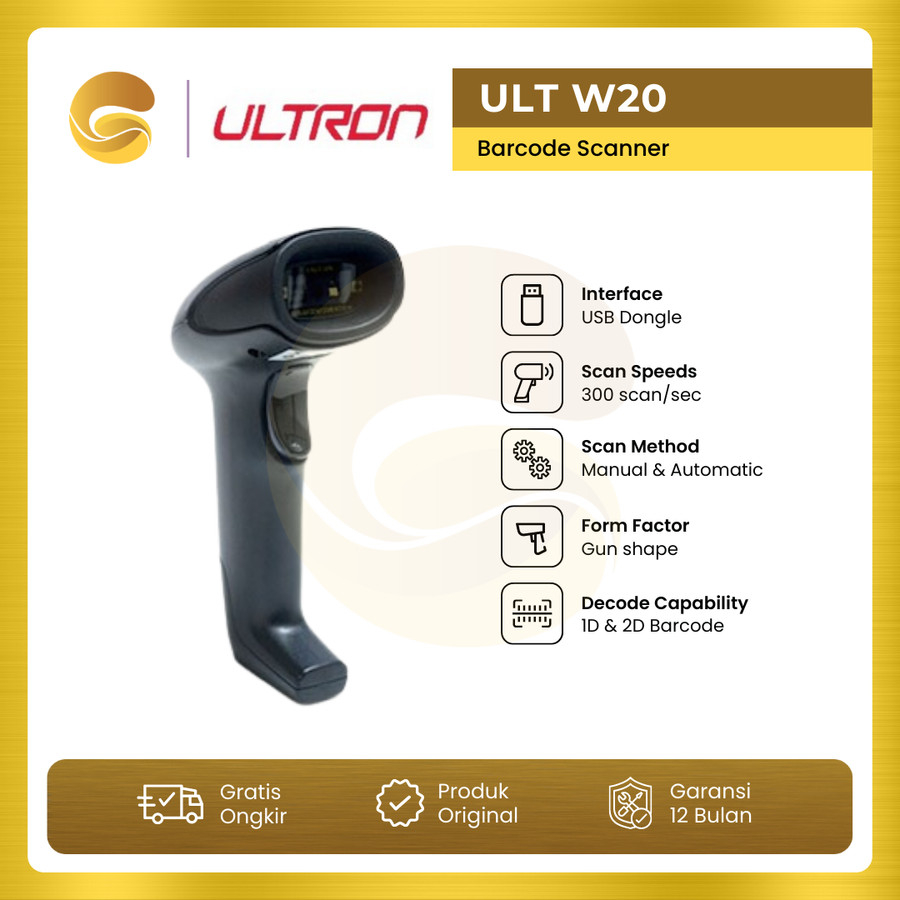 Jual ULTRON Barcode Scanner Wireless 1D 2D ULT W20 QR CODE E-FAKTUR ...