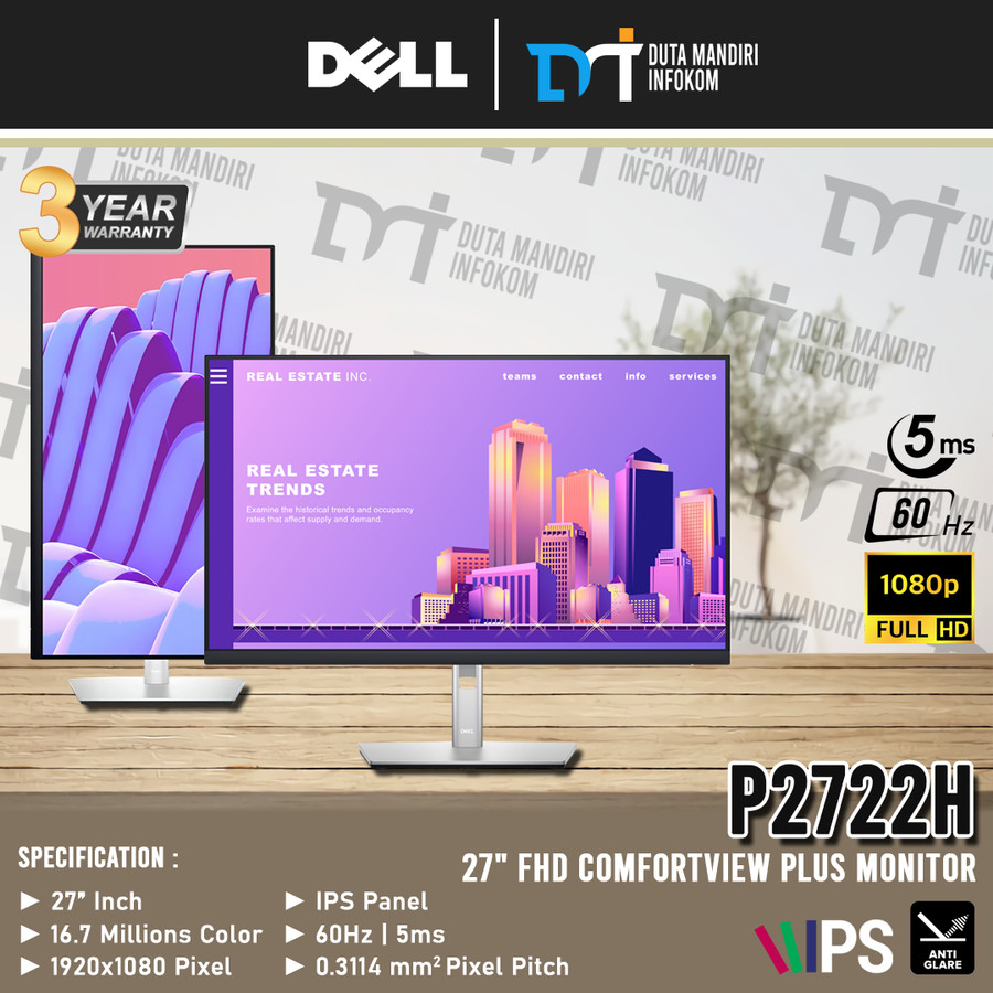 Jual Dell P2722H 27" Inch - Full HD IPS HDMI DP USB3.2 Professional ...
