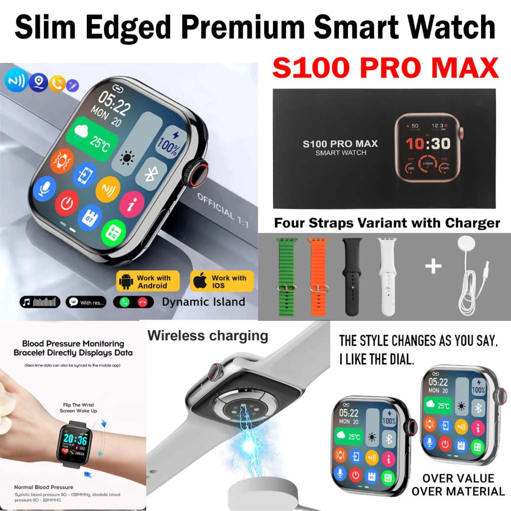 Jual SMART WATCH SLIM EDGED INCLUDE 4 STRAP SMARTWATCH ELEGAN SLIM S100 ...