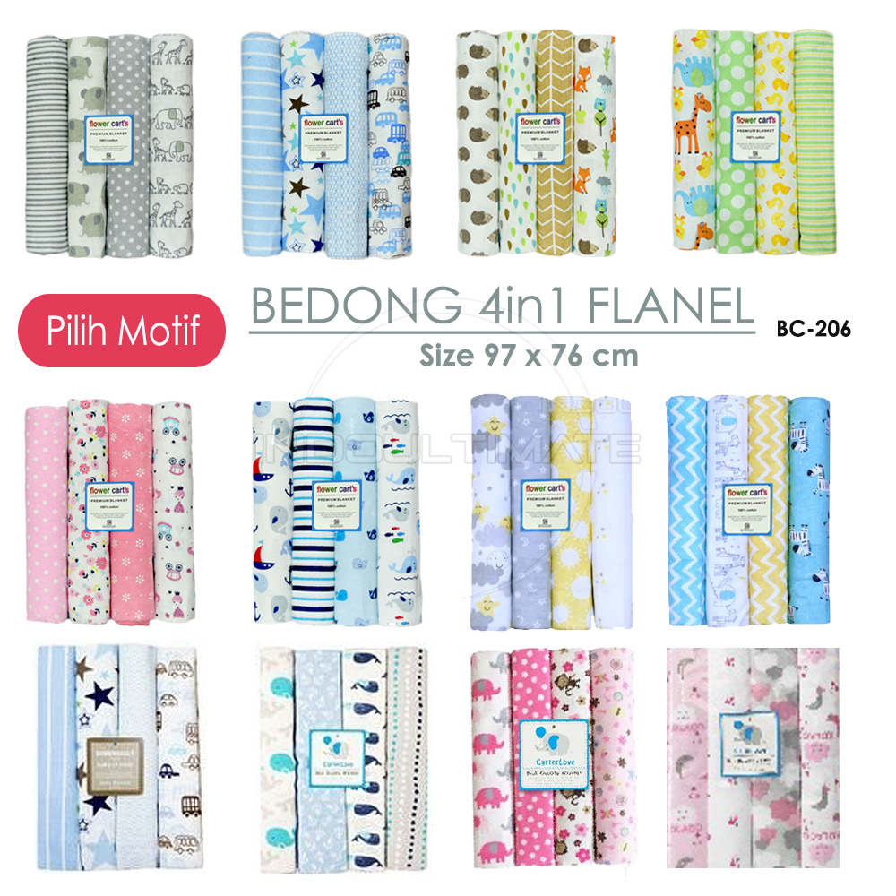Jual BEDONG BAYI 4 PCS JUMBO 97 cm x 76 cm / Bedong Kain Motif HA BC ...