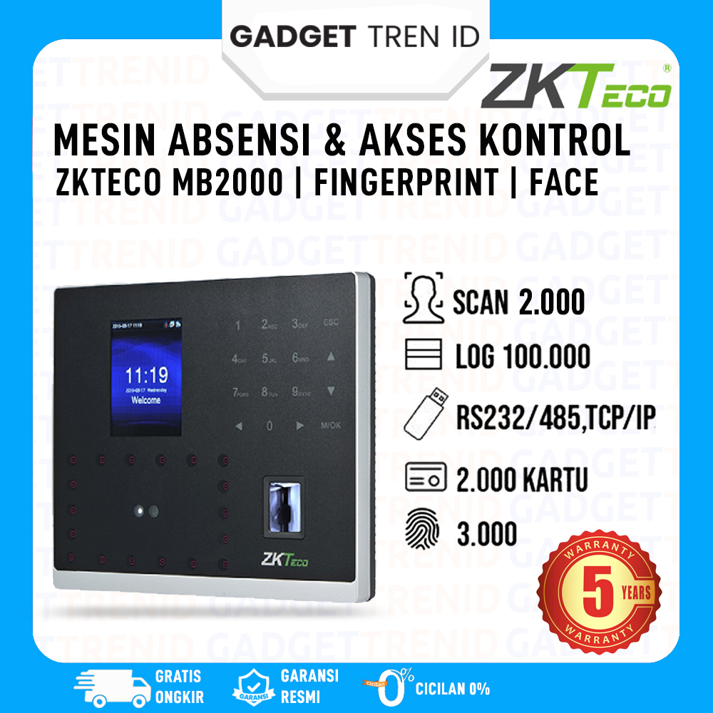 Jual Mesin Absensi & Akses Kontrol Fingerprint ZKTeco MB2000 | Fingerprint Absensi Bergaransi ...
