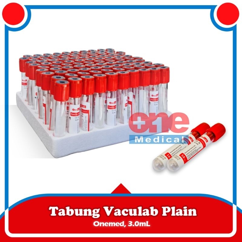 Jual Tabung Sampel Darah 3ml Vaculab Plain Merah Vacuum Blood ...