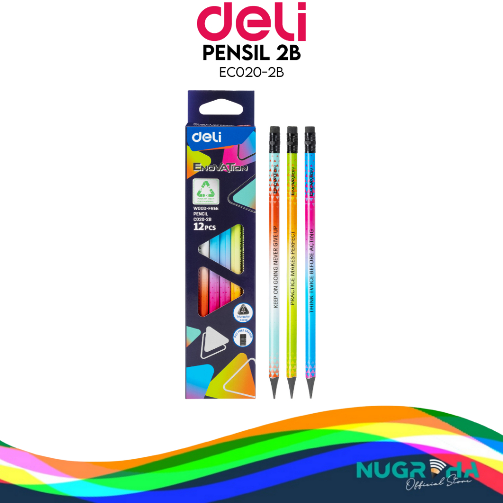 Jual Deli Enovation Pencil/Pensil Wood Free Eraser/Penghapus C020-2B ...