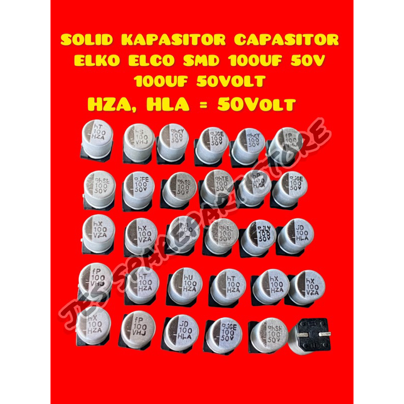 Jual SOLID KAPASITOR CAPASITOR ELKO ELCO SMD 100UF 50V 100UF 50VOLT | Shopee Indonesia