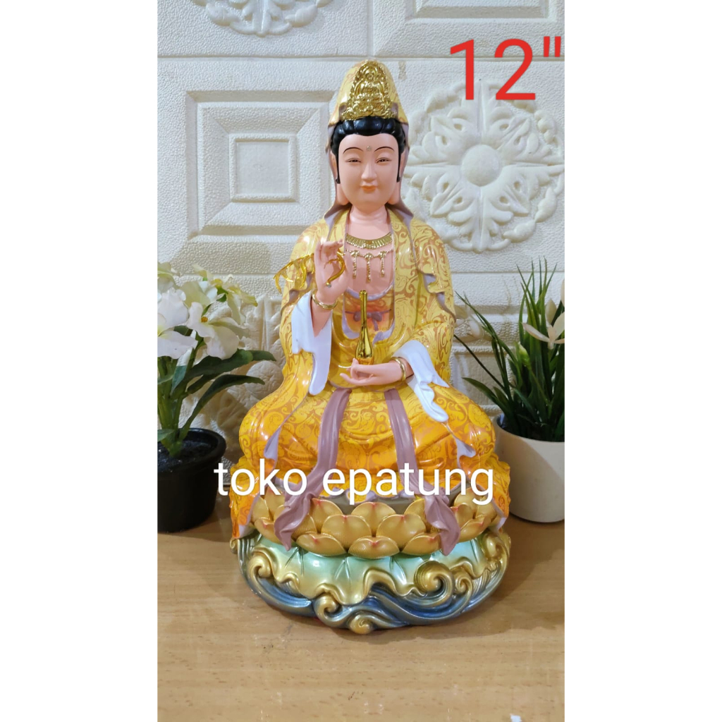 Jual patung dewi kwan im / guan yin / kwan in - kuning batik - 12 inch ...
