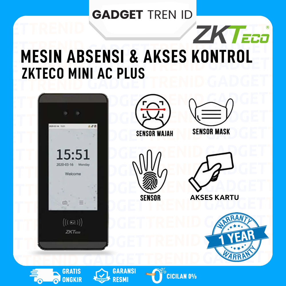 Jual Mesin Absensi Wajah ZKTeco Mini AC Plus | Mesin Absen RFID ...