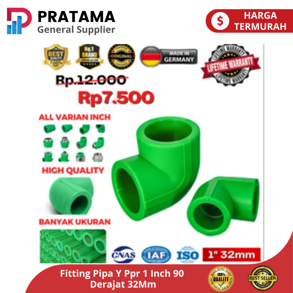 Jual Fitting Pipa Y Ppr 1 Inch 90 Derajat 32Mm/Knee Elbow Fitting ...