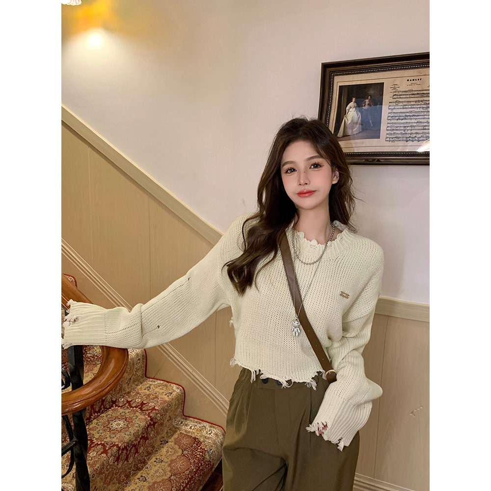 Jual Korean Style Atasan Rajut Wanita Lengan Panjang Knit Rajut Premium Import Kekinian Crop ...