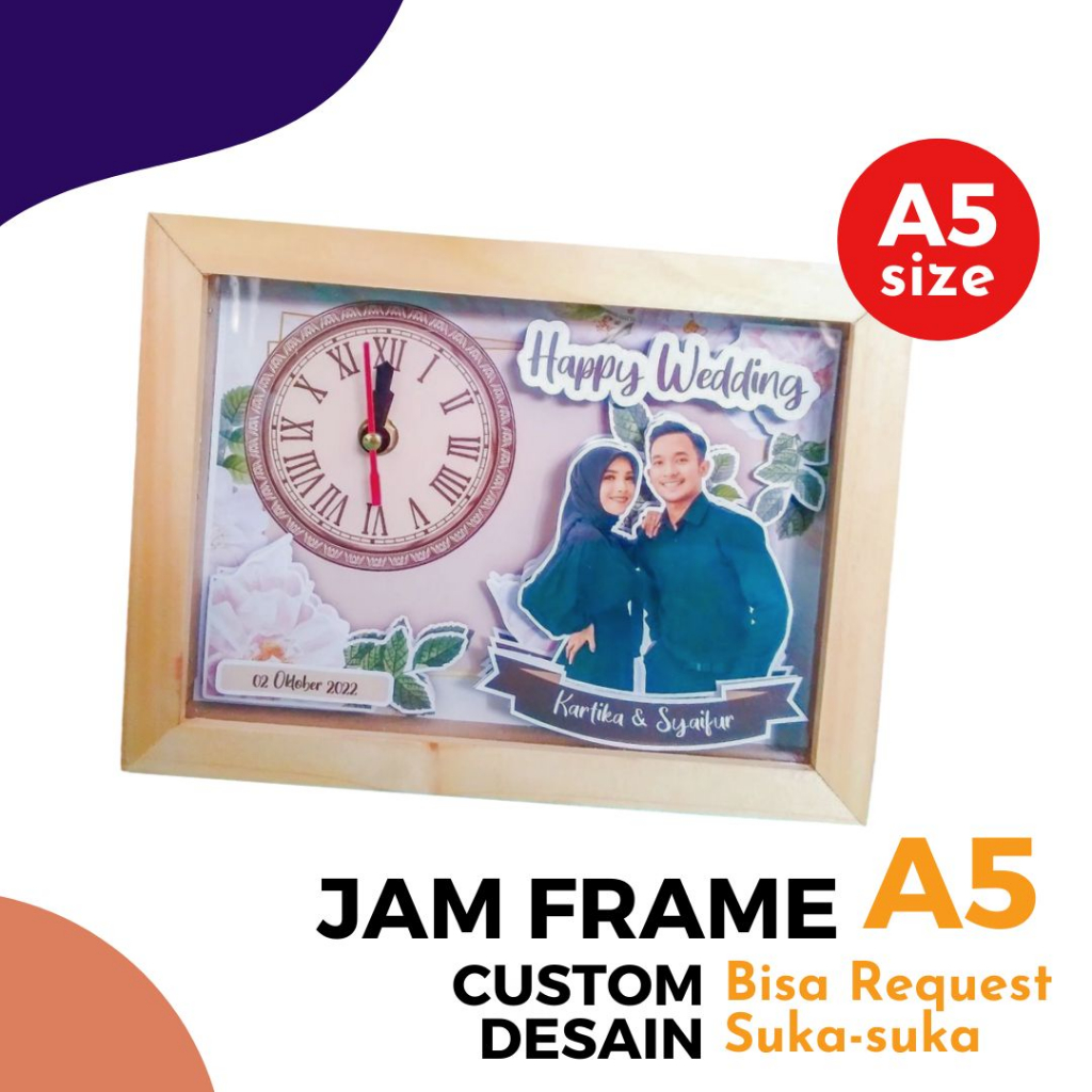 Jual Jam Frame A5 Kado Pernikahan Bunga Vintage Rustic | Shopee Indonesia