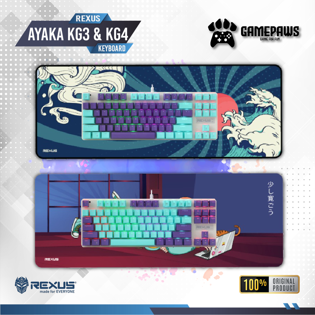 Jual Rexus Ayaka Series KG3 KG4 TKL Wired Gaming Keyboard + Mousepad ...