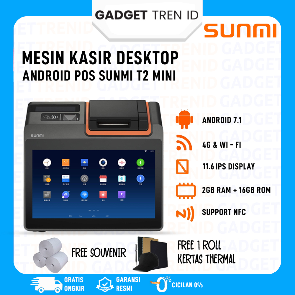 Jual Mesin Kasir Android Desktop Serbaguna SUNMI T2 Mini 4G LTE NFC ...