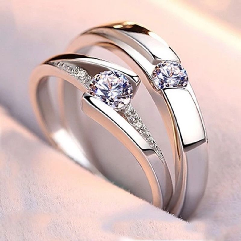 Jual Cincin Couple Perak S925 Tunangan Nikah Kawin Ring Adjustable Ring ...