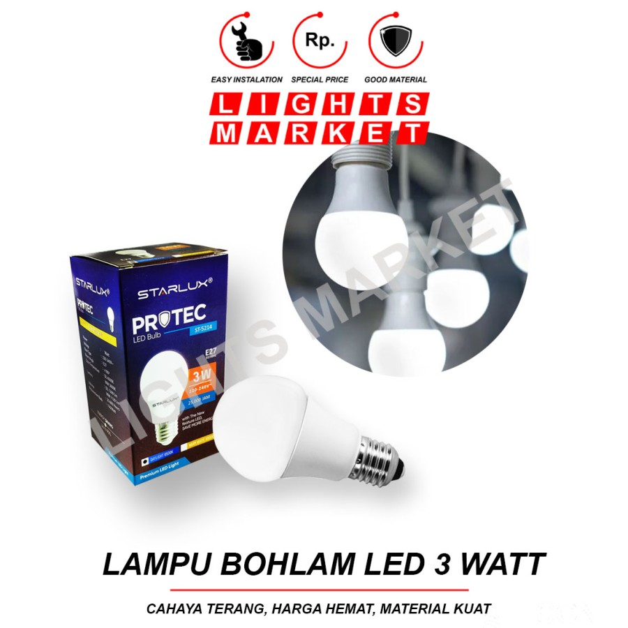 Jual Lampu LED 3W - Bohlam Putih atau Warm White SNI | Shopee Indonesia