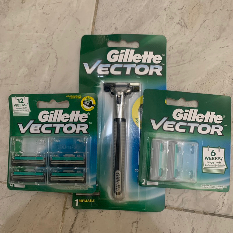 Jual Gillette Vector Alat Cukur Razor Pisau Cukur Isi 2 dan 4 Ulang ...