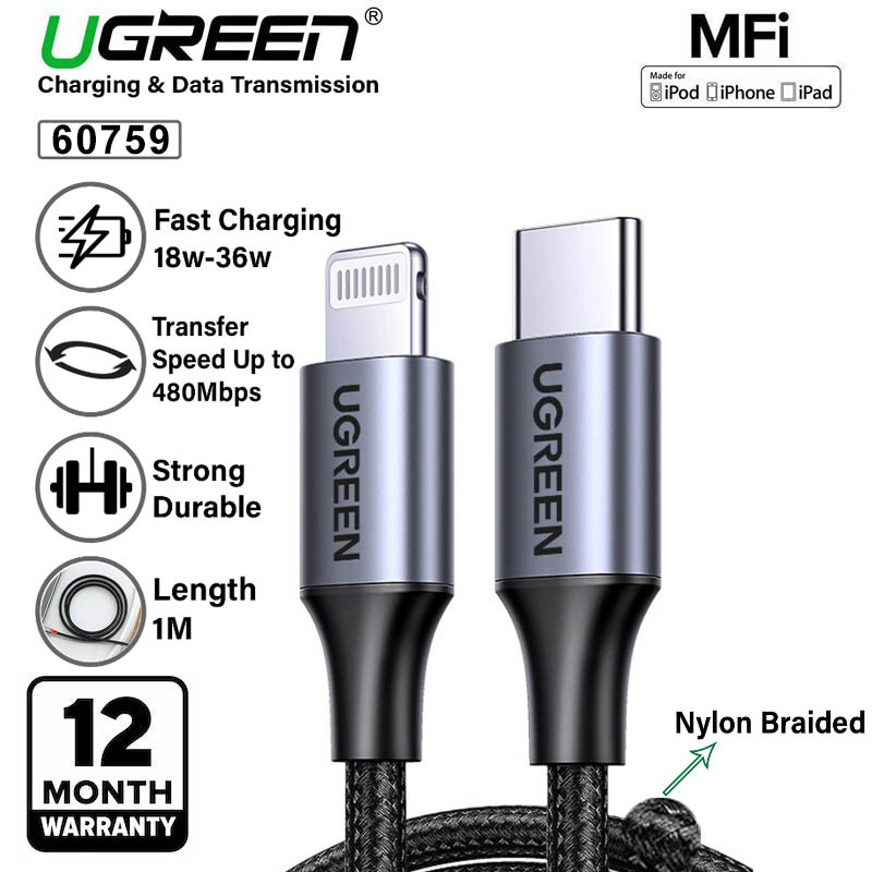 Jual Ugreen 60759/60761 MFI Type-C to Lightning Nylon | Shopee Indonesia
