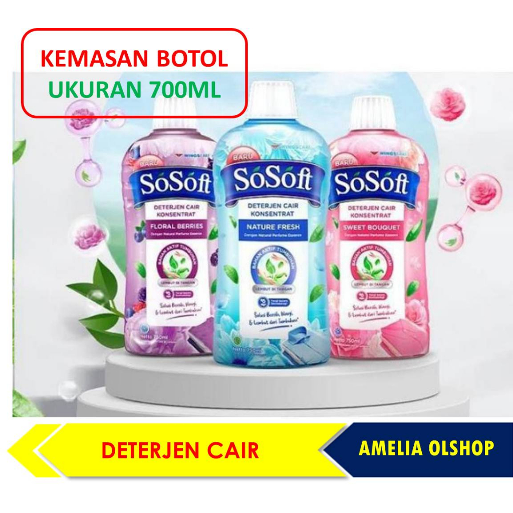 Jual SOSOFT DETERJEN CAIR KONSENTRAT SABUN CUCI KEMASAN BOTOL 700 ML ...