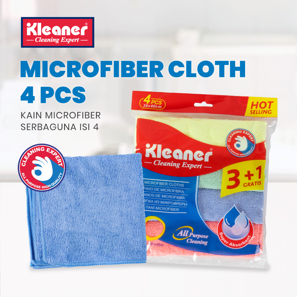 Jual Kleaner Kain Lap Microfiber 40 x 38 Cm 4 Pcs Cloth Kain Serbaguna ...