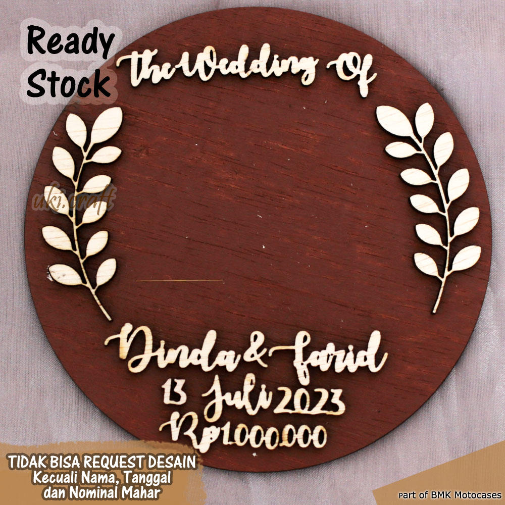 Jual Mdf Lingkaran Nama+ Hiasan Daun Bulat Custom Nama Tanggal Nominal ...
