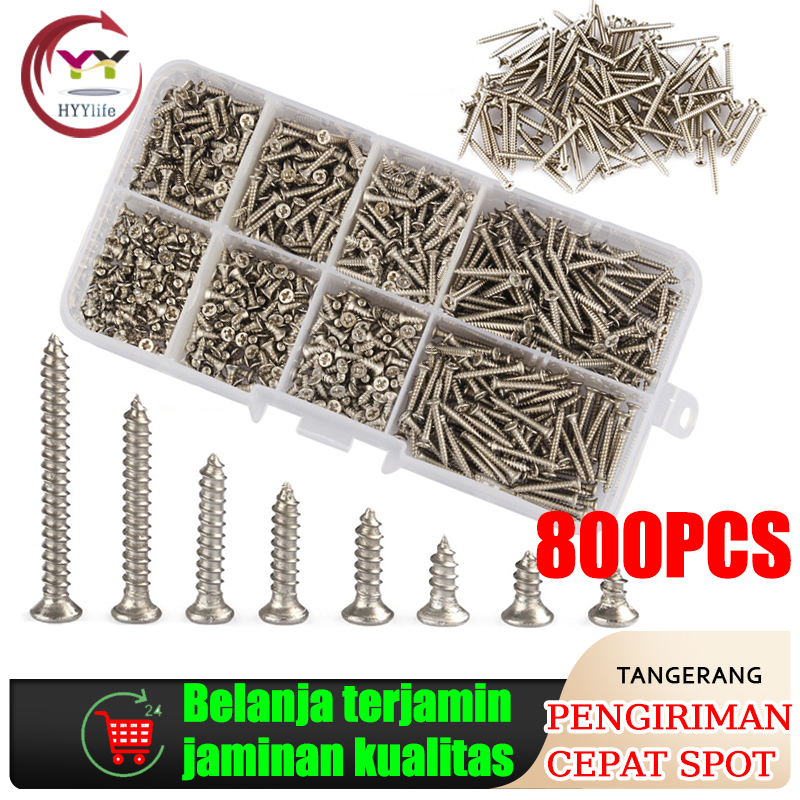 Jual 800pcs Sekrup Kayu Kepala Rata / Self Tapping Screw / Skrup Triplek Gypsum Paketan Free Box ...