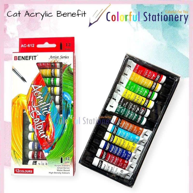 Jual Cat Acrylic Benefit 12 Warna (Set) | Shopee Indonesia