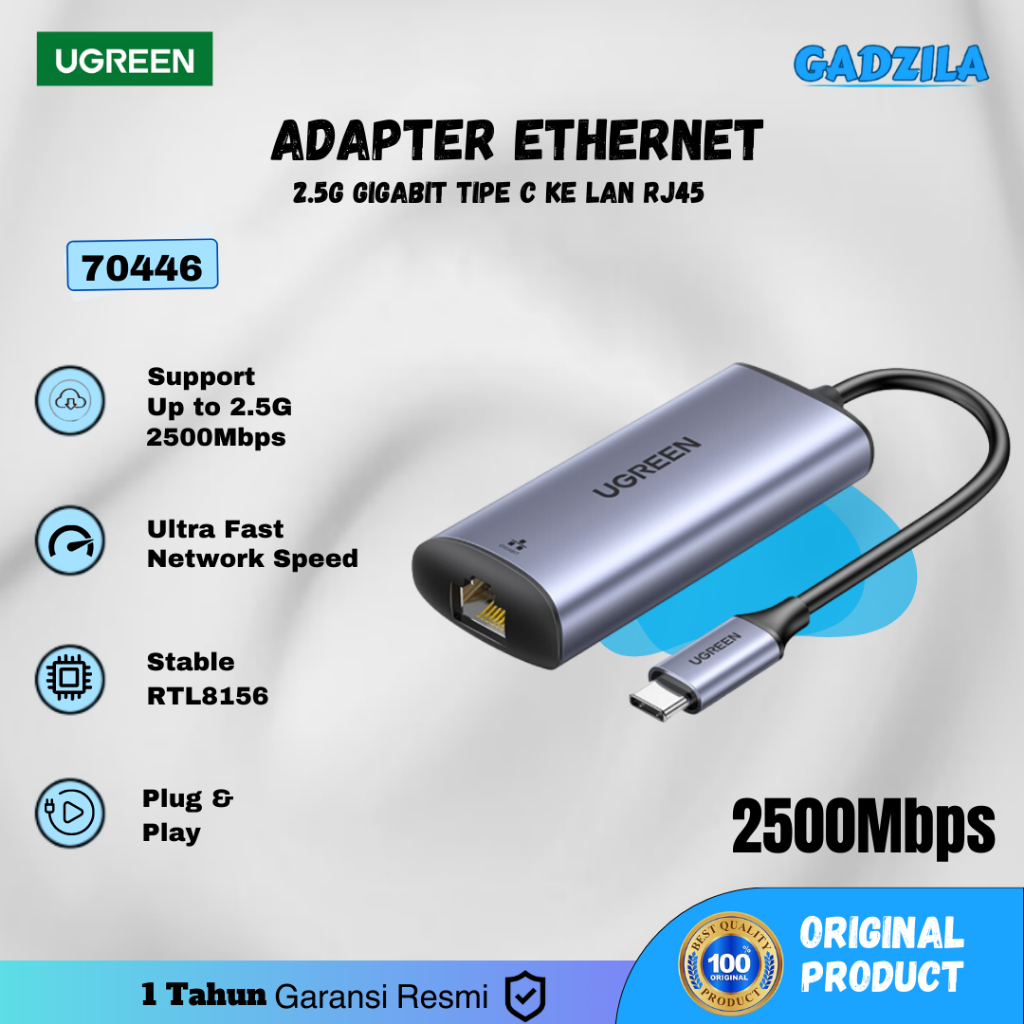 Jual UGREEN Lan Adapter Gigabit USB Type C To RJ45 Fast Ethernet ...
