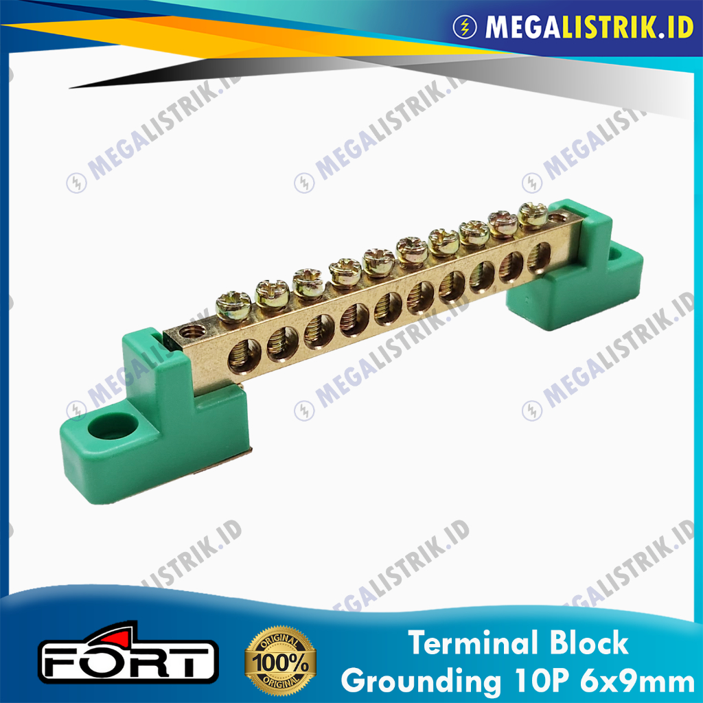 Jual TERMINAL BLOCK GROUNDING 10P 6X9 MM / TERMINAL BLOK GROUND ARDE 10 ...