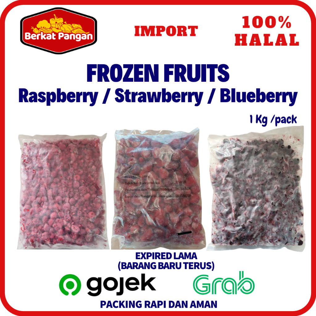 Jual Frozen Fruits Strawberry / Blueberry / Raspberry 1 Kg | Shopee ...