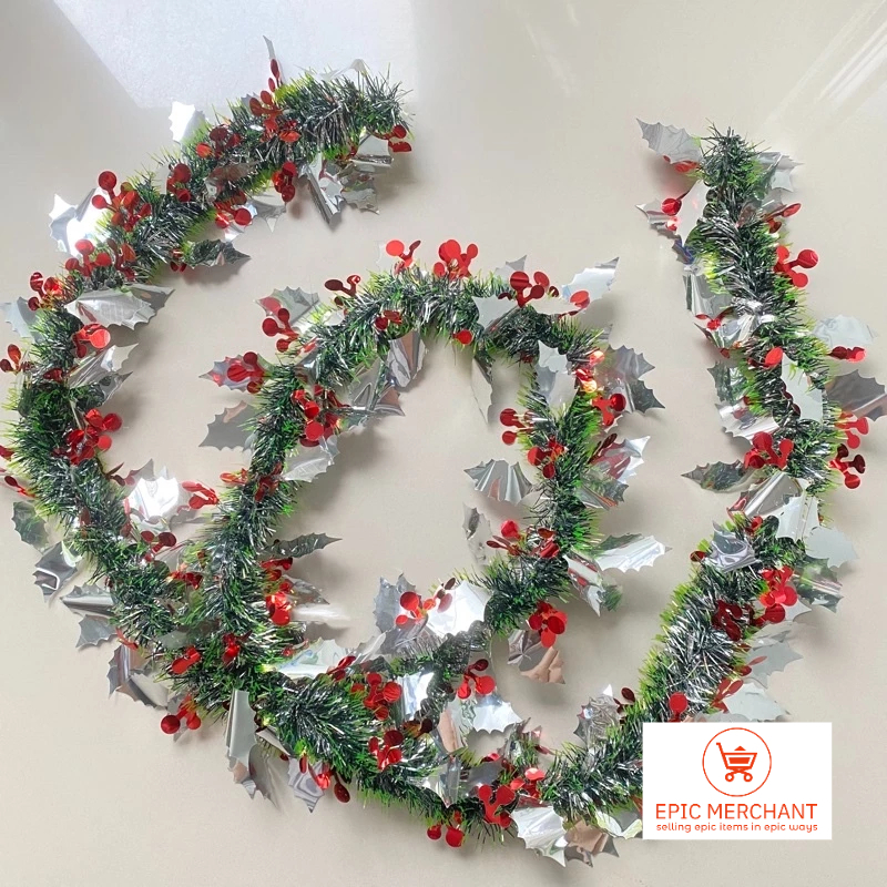 Jual Slinger Natal Ceri 2 Meter Tinsel Dekorasi Christmas Gold Silver ...