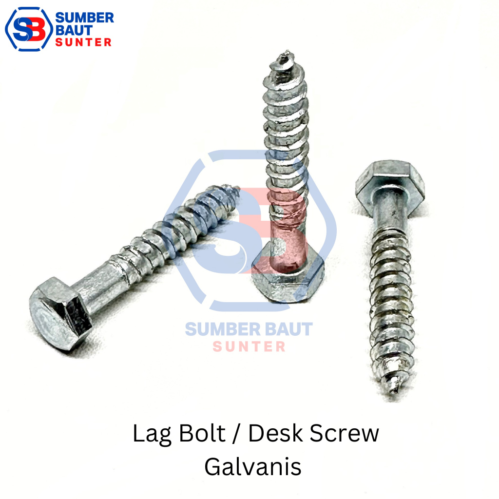 Jual 3/8" x 4" Lag Bolt / Desk Screw Galvanis | Shopee Indonesia