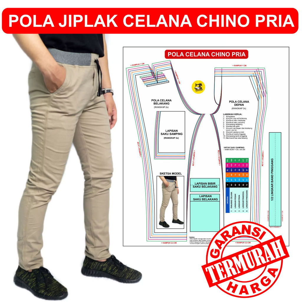 Jual POLA JIPLAK CELANA CHINO PRIA | Shopee Indonesia