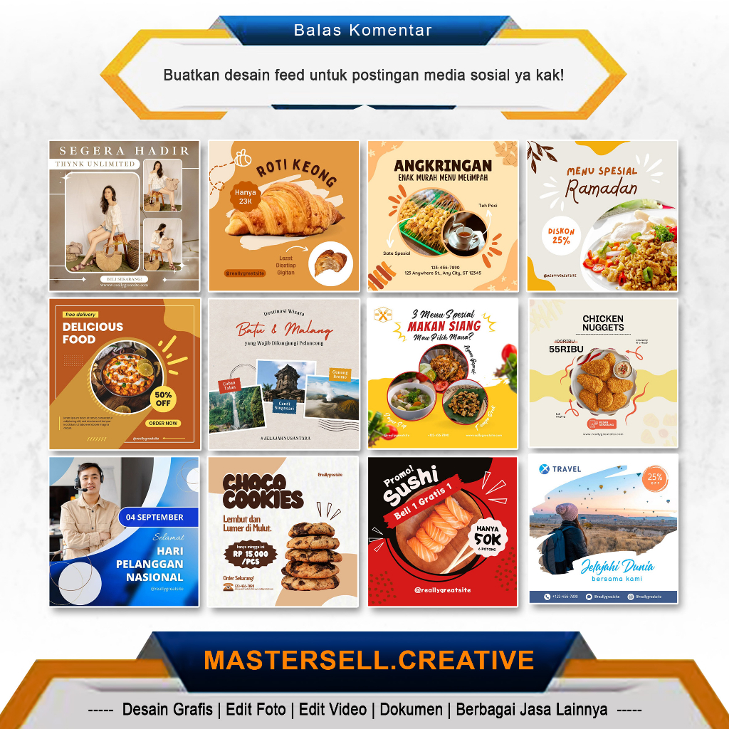 Jual DESAIN FEED UNTUK POSTINGAN MEDIA SOSIAL | DESAIN FEED POSTINGAN ...