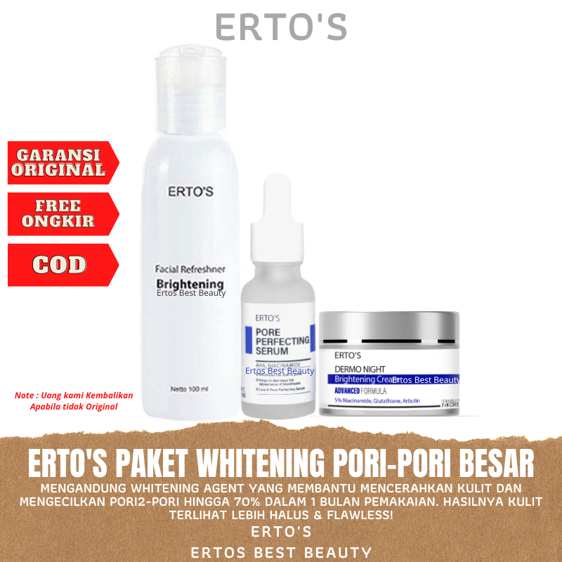 Jual Ertos Paket Whitening Pori Pori Poripori Besar 3in1 ( Toner, Pore ...