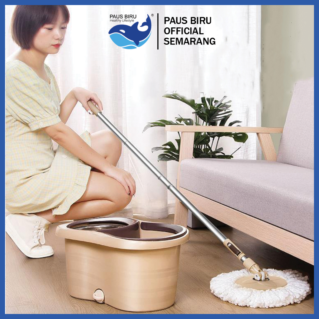 Jual Paus Biru - Set Alat Pel Lantai STAINLESS Super Mop Dengan Ember ...