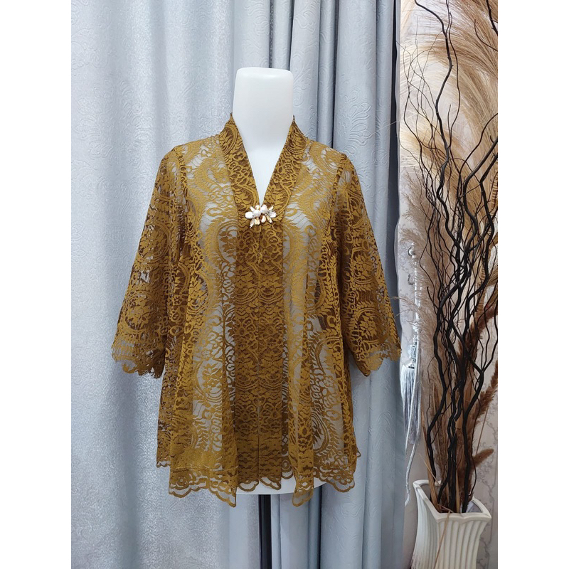 Jual Kebaya Kartini Pendek Warna Eek Kuda | Shopee Indonesia
