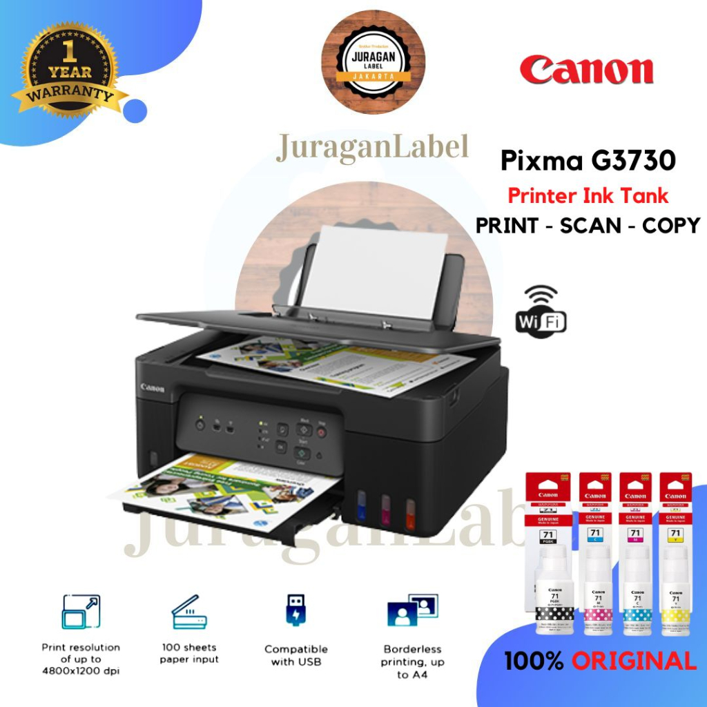 Jual Printer Canon Pixma G3730 Ink Tank WIFI AIO Print Scan Copy | Shopee Indonesia