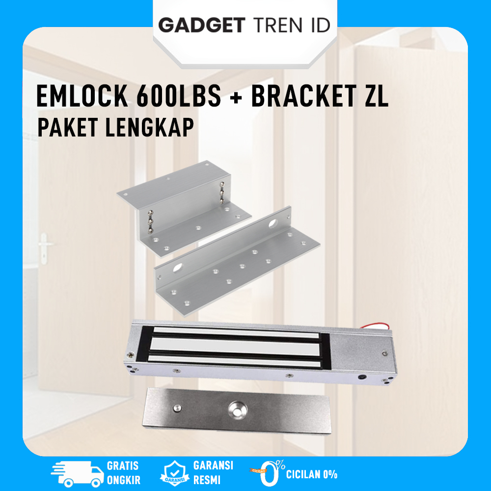 Jual EM Lock 600lbs + Bracket ZL Magnetic Door Lock Magnet Lock ...