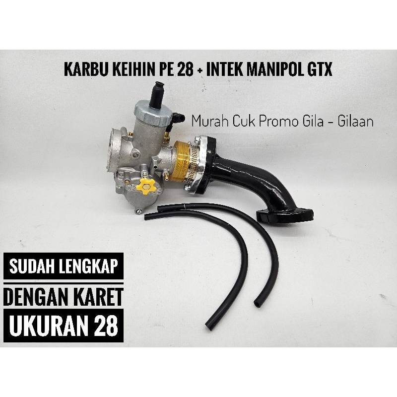 Jual Intek Intake Manifold Miring Manipol GTX + Karbu Keihin PE 28 JupiterZ Motor Bebek Modif ...