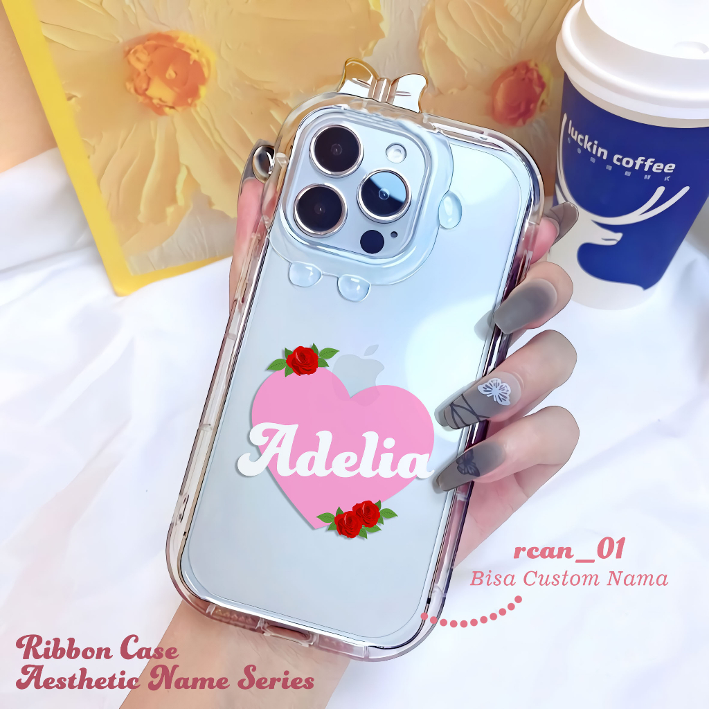Jual CUSTOM RIBBON CASE AESTHETIC NAME SERIES/ CASING JENIS PITA DESAIN ...