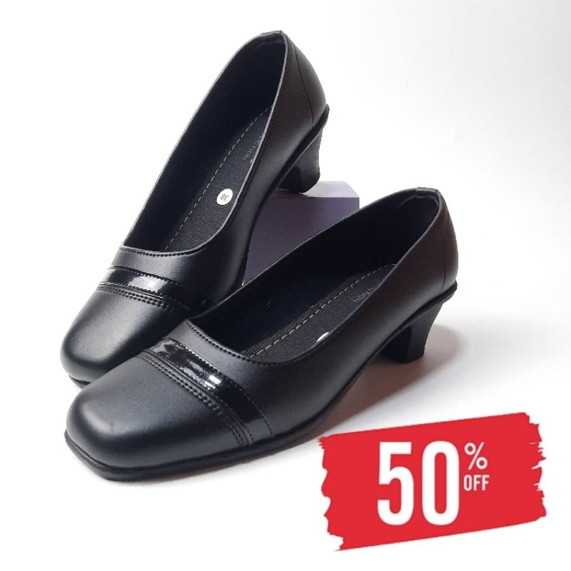 Jual Sepatu Pantofel Wanita Hitam Hak 5 Cm Sepatu Cewek Sekolah Kantor ...