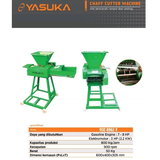 Jual Mesin Pencacah Rumput YCC096ZT YASUKA / Chaff Cutter Machine Mesin ...
