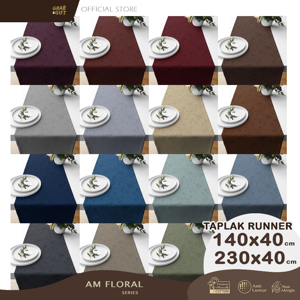 Jual Table Runner / Bed Runner Floral 140x40 // 230x40 Kotak Taplak ...