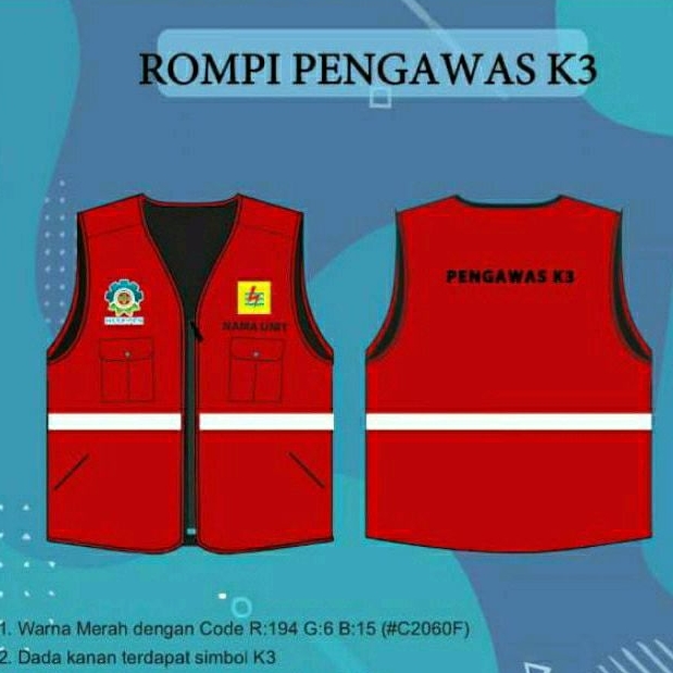 Jual CUSTOM ROMPI SAFETY BAHAN DRILL / SAFETY VEST PLN / ROMPI SAFETY ...